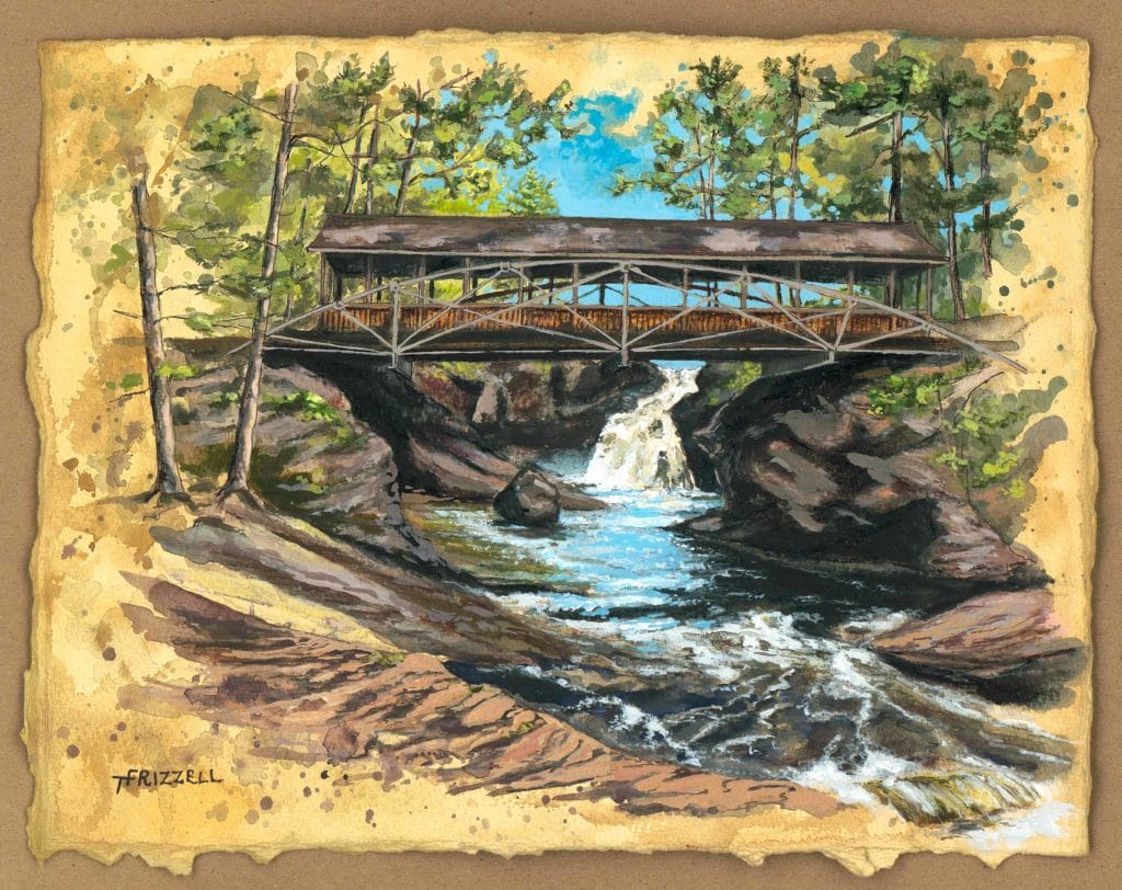 Horton Bridge at Amnicon Falls 10″x 13″ ORIGINAL MIXED MEDIA PAINTING ...